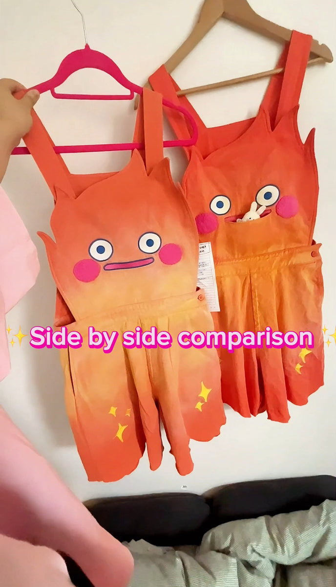 Calcifer inspired MERA MERA tie dye denim overall shorts – Yoyo The ...