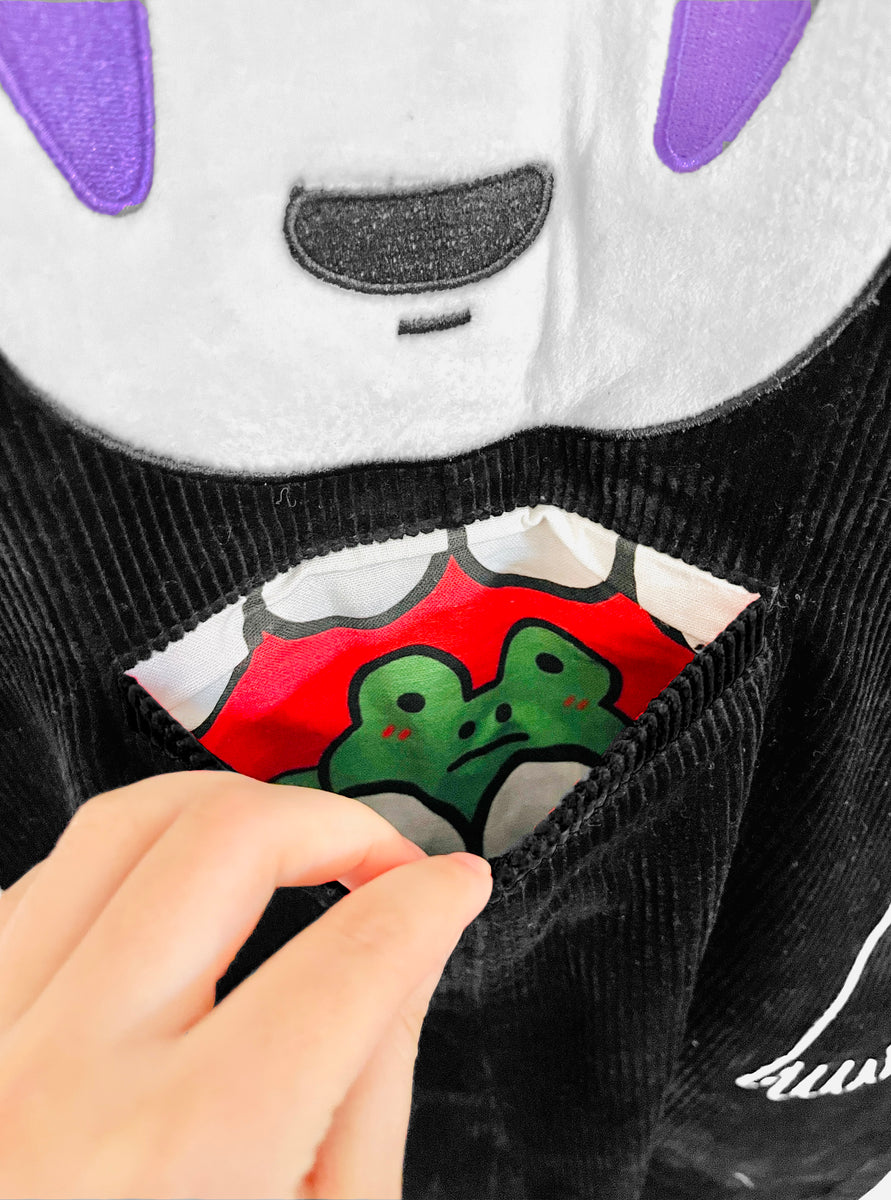 “I am so lonely” patchwork embroidered cotton corduroy overalls (overs ...